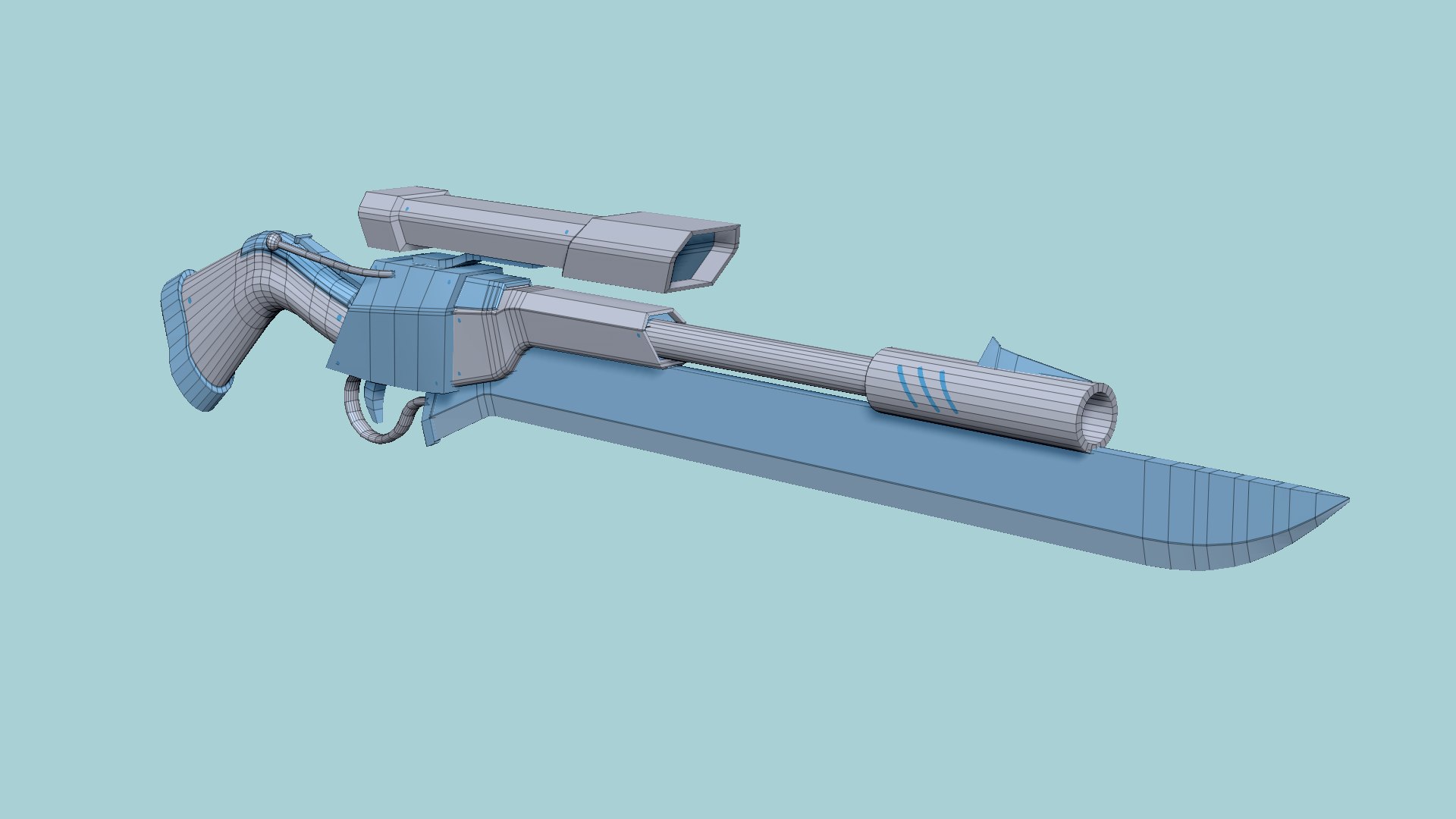 3D Sniper Gunblade 08 Cartoon Blue - Character SciFi Design ...