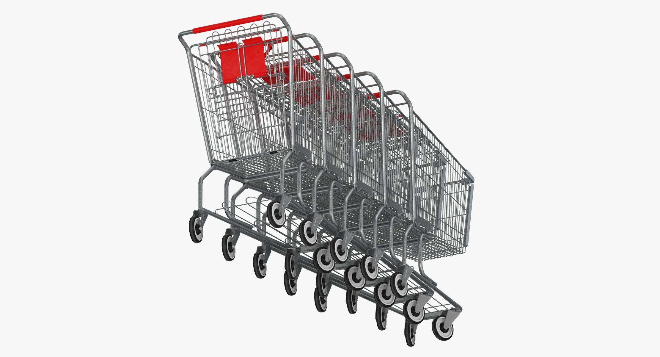 modelo 3d Carritos de metal para la compra 01 Rojo Fila de 05 ...