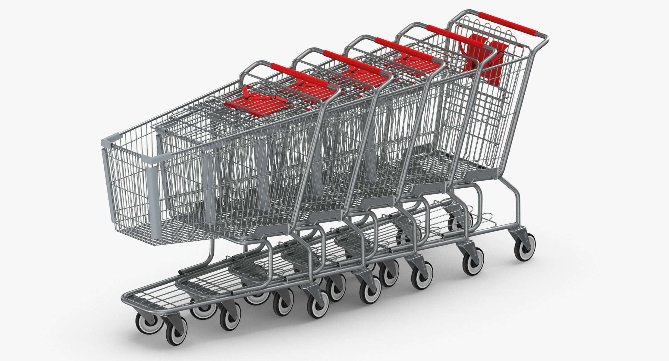 modelo 3d Carritos de metal para la compra 01 Rojo Fila de 05 ...