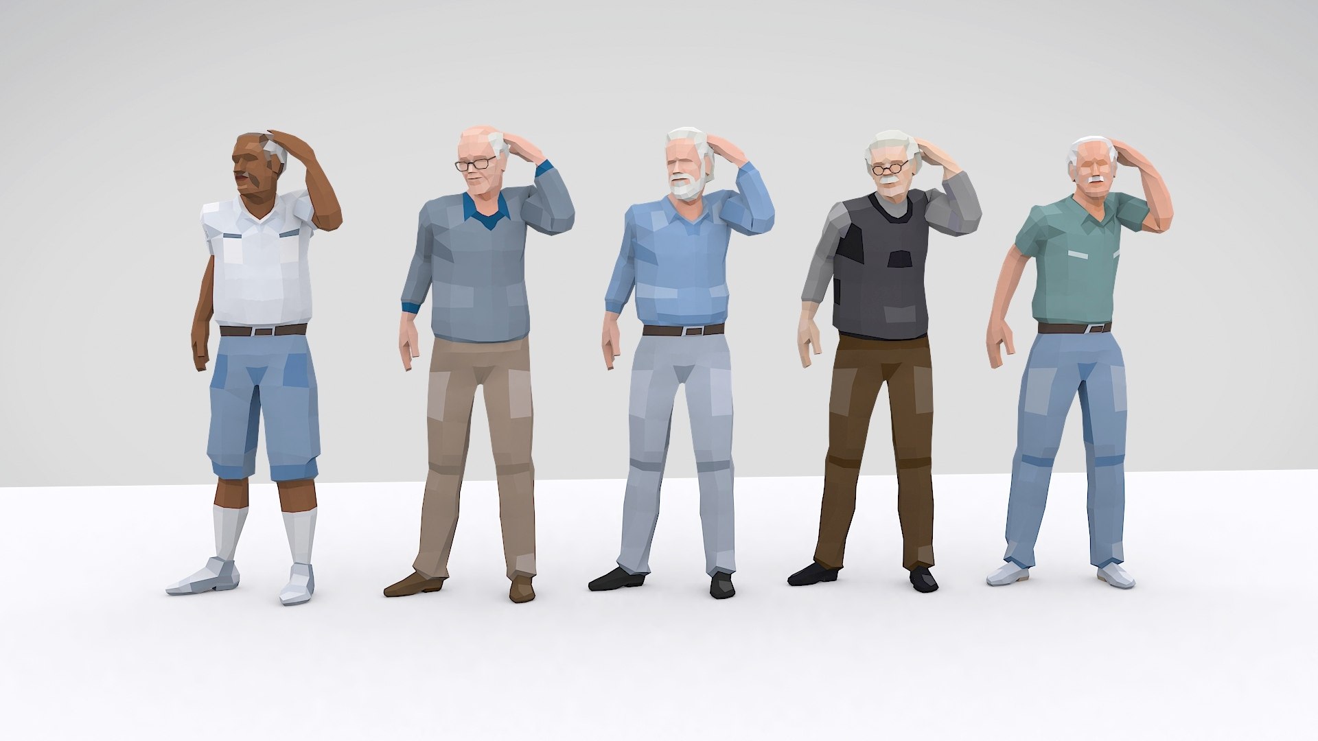LowPoly Old People Rigged Bundle 3D Model - TurboSquid 1772033