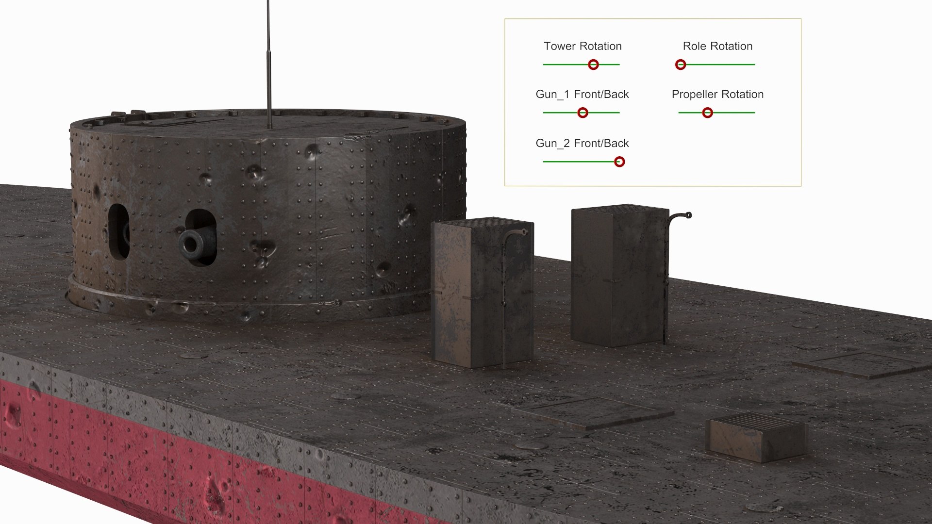 3D USS Monitor Old Rigged Model - TurboSquid 2211844