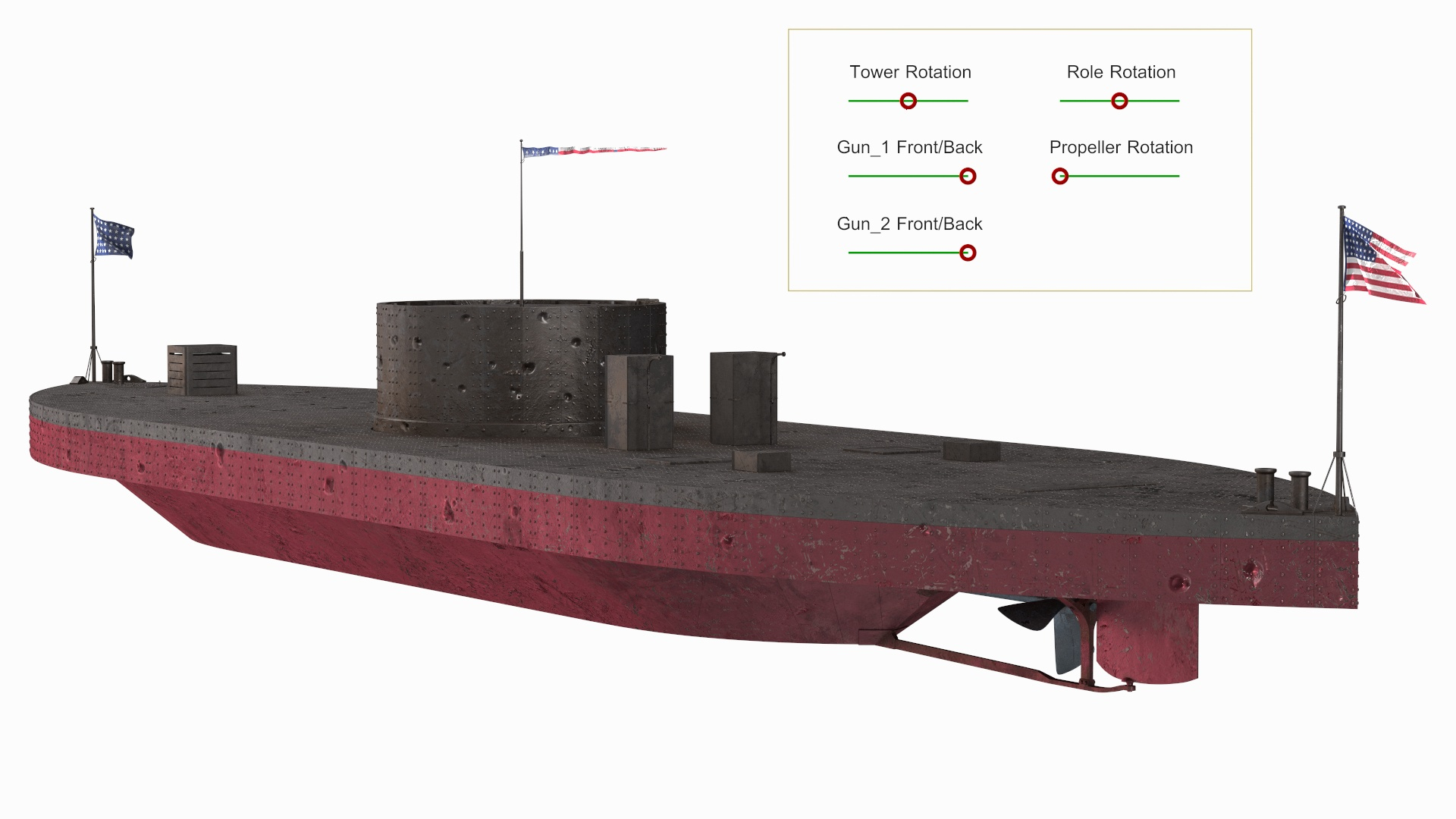 3D USS Monitor Old Rigged Model - TurboSquid 2211844