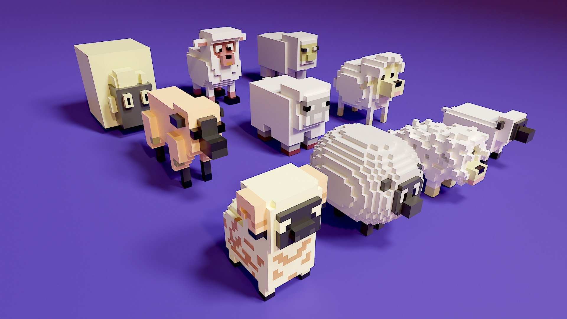 Sheep Voxel Art Pack 3d Model 3D Model - TurboSquid 2182626