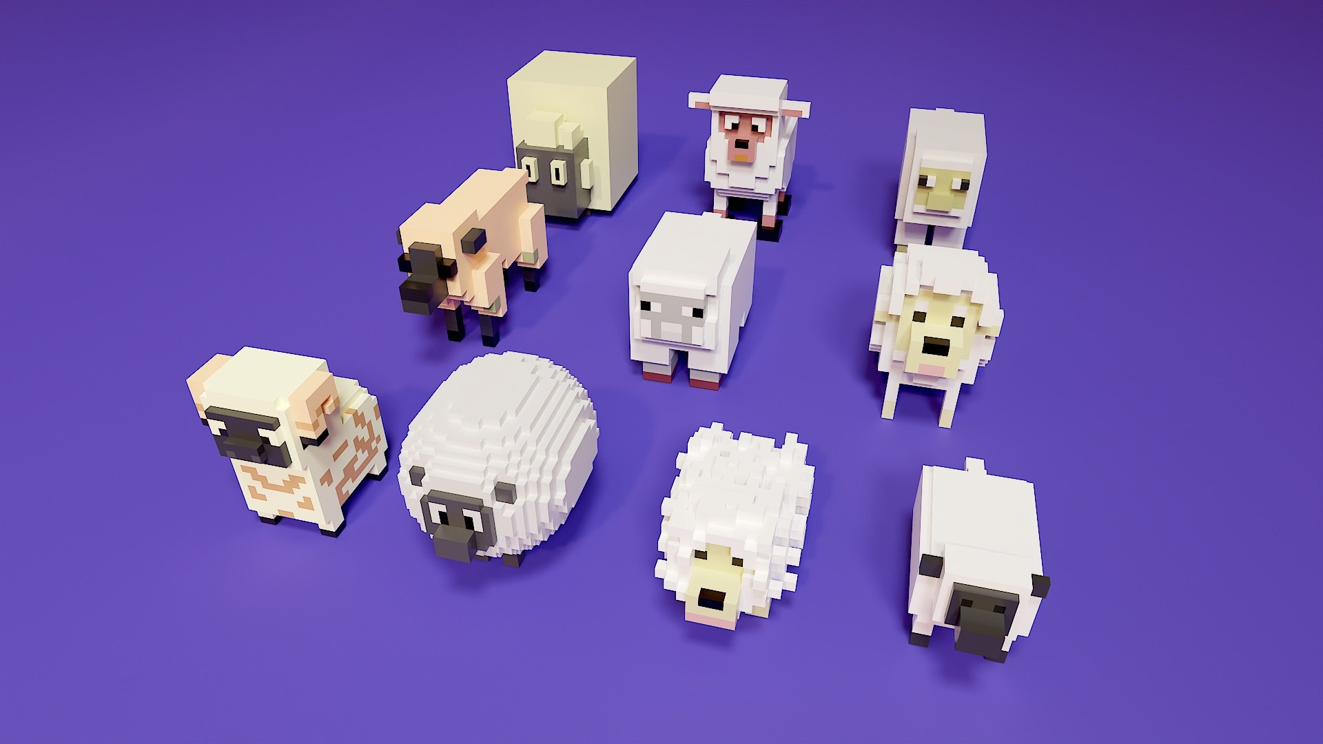 Sheep Voxel Art Pack 3d Model 3D Model - TurboSquid 2182626