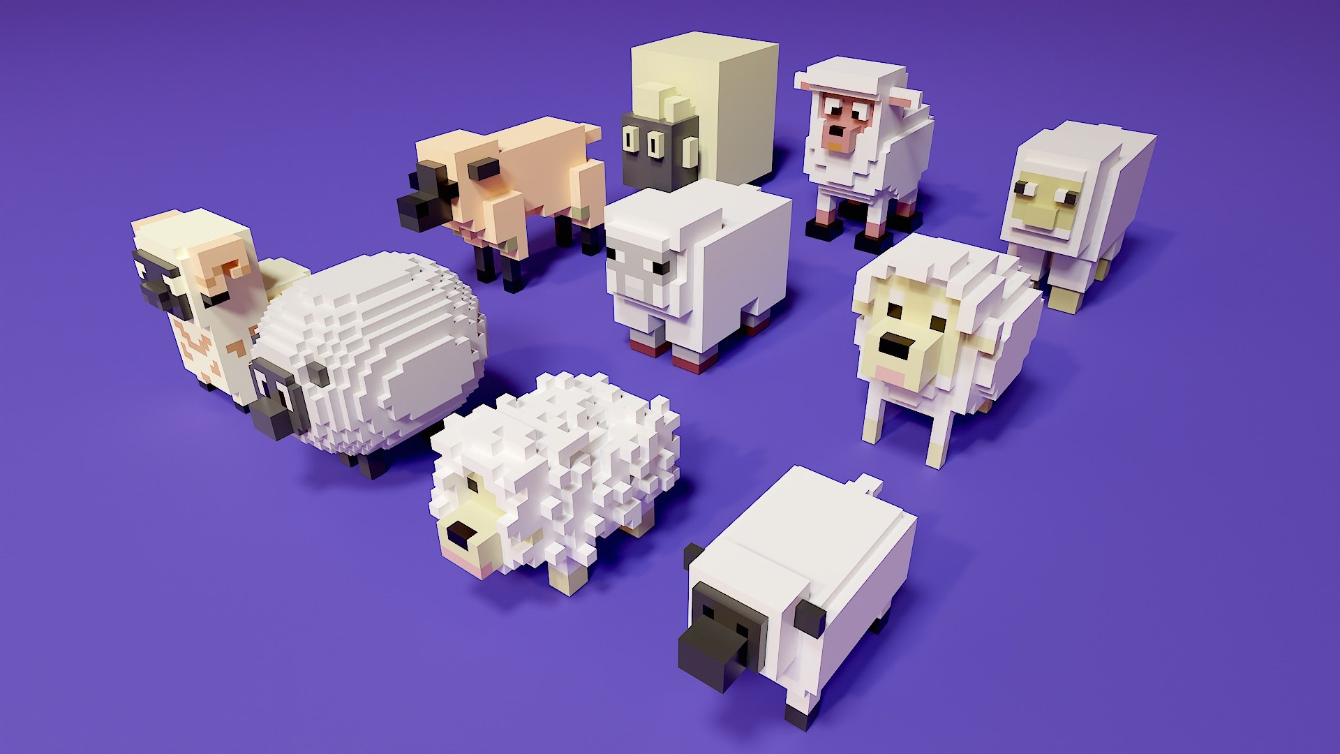 Sheep Voxel Art Pack 3d Model 3D Model - TurboSquid 2182626