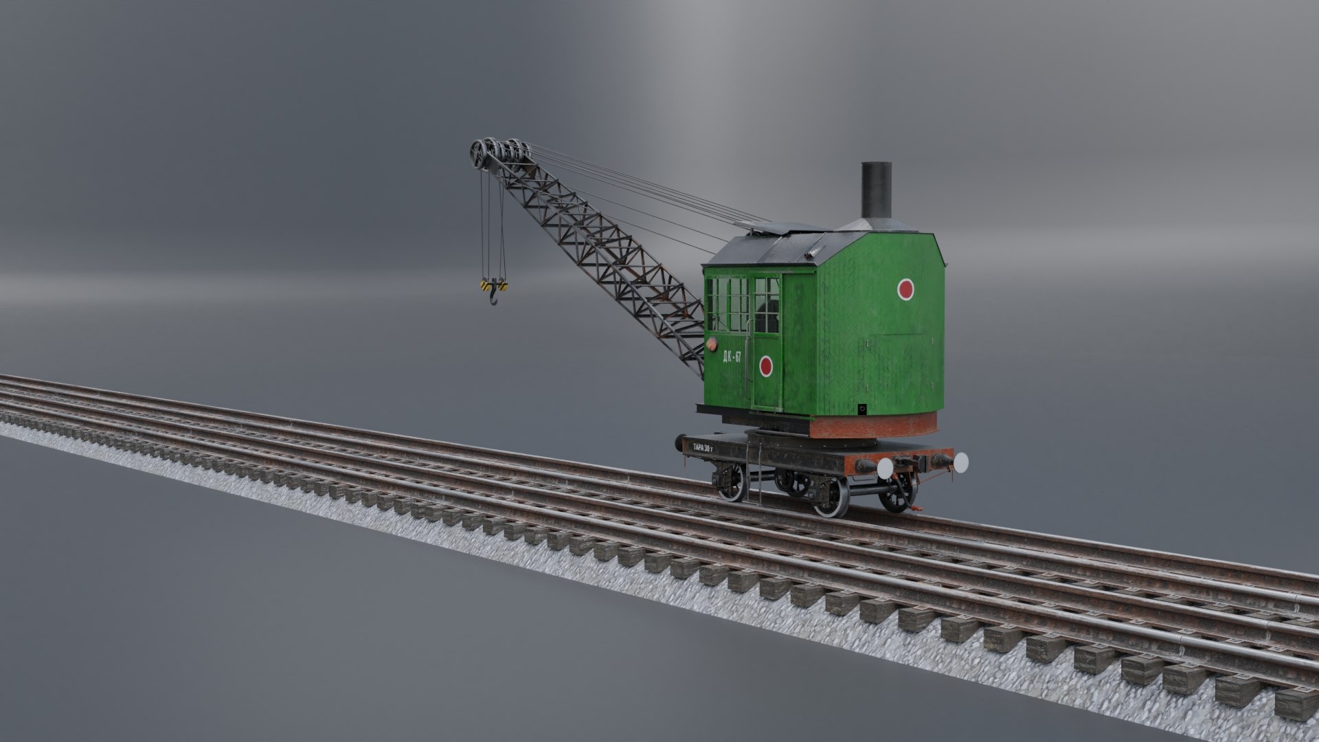 Steam rail crane PK-6 model - TurboSquid 1748430