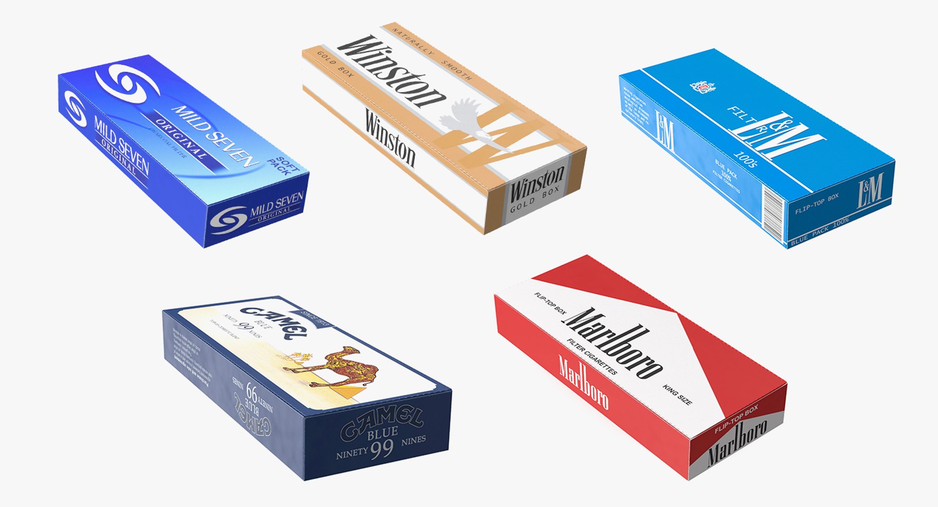 3D Carton Cigarettes Boxes Collection 3 model - TurboSquid 2003528