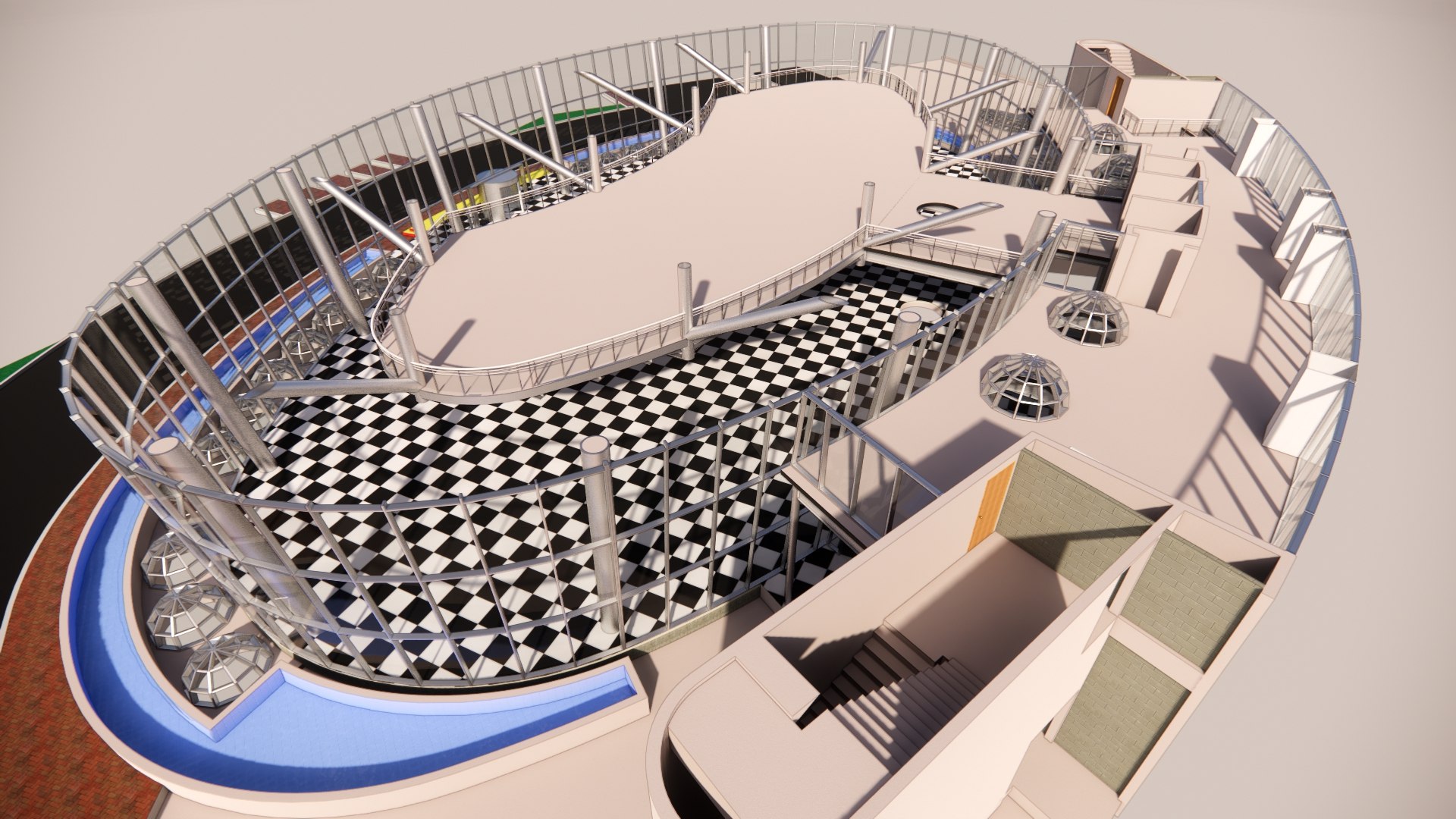 Oval Showroom Steel Structure In Revit 3D Model - TurboSquid 2224770