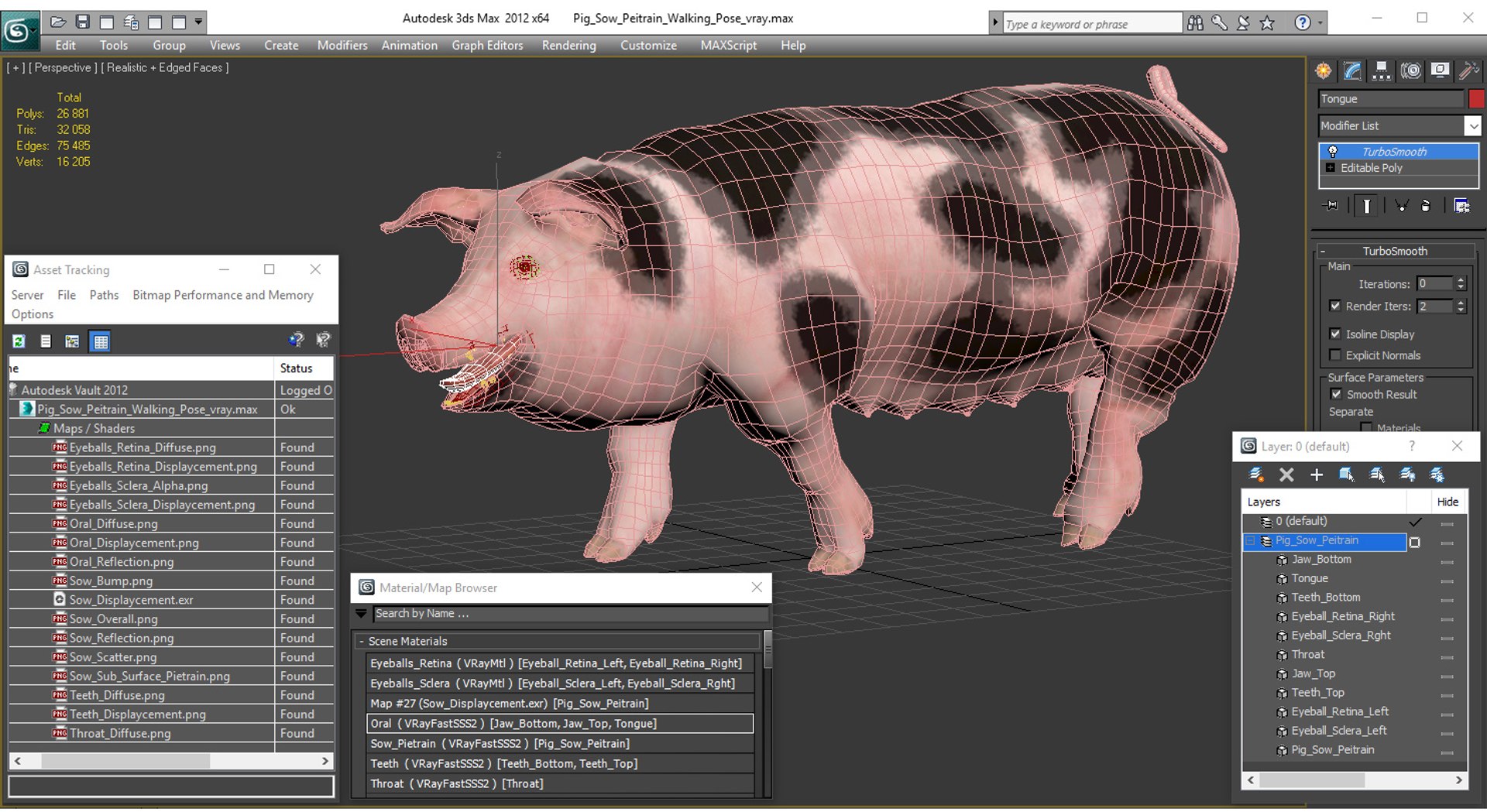 3D Pig Sow Peitrain Walking Model - TurboSquid 1355591