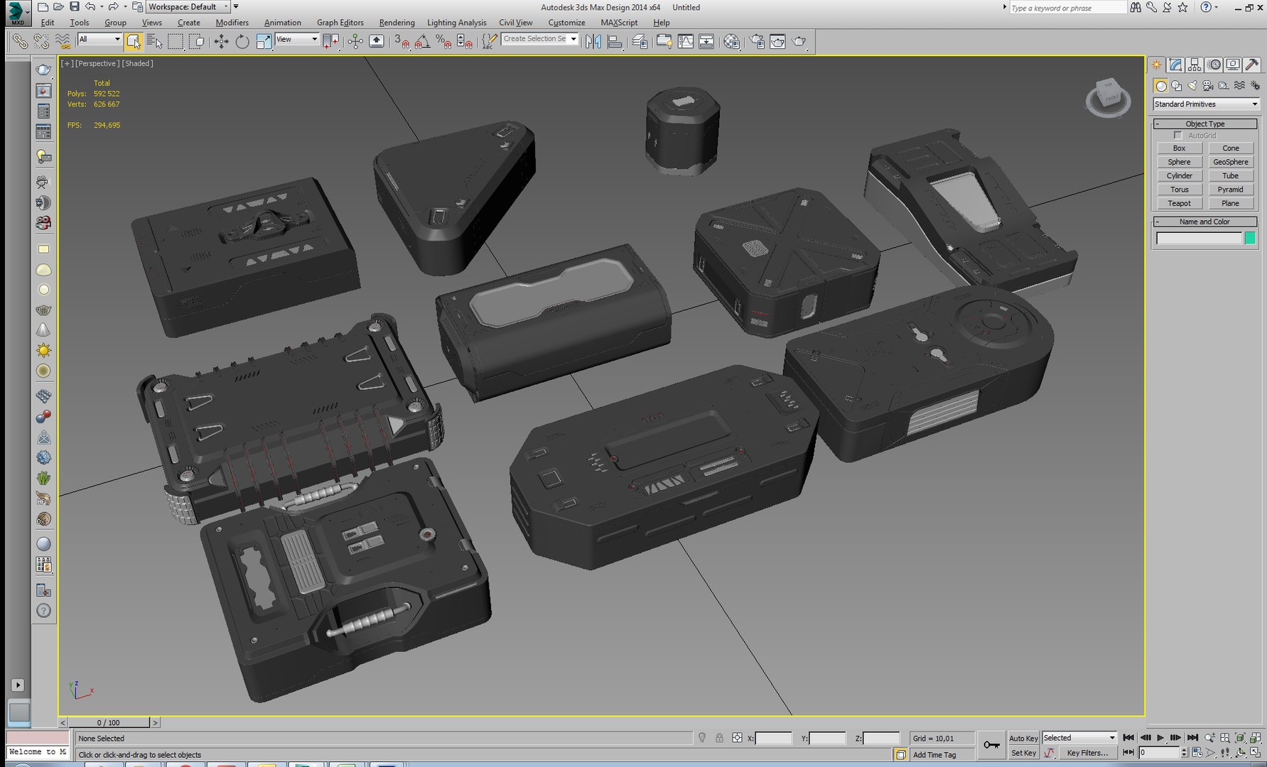 Sci-fi Boxes Futuristic 3d Model