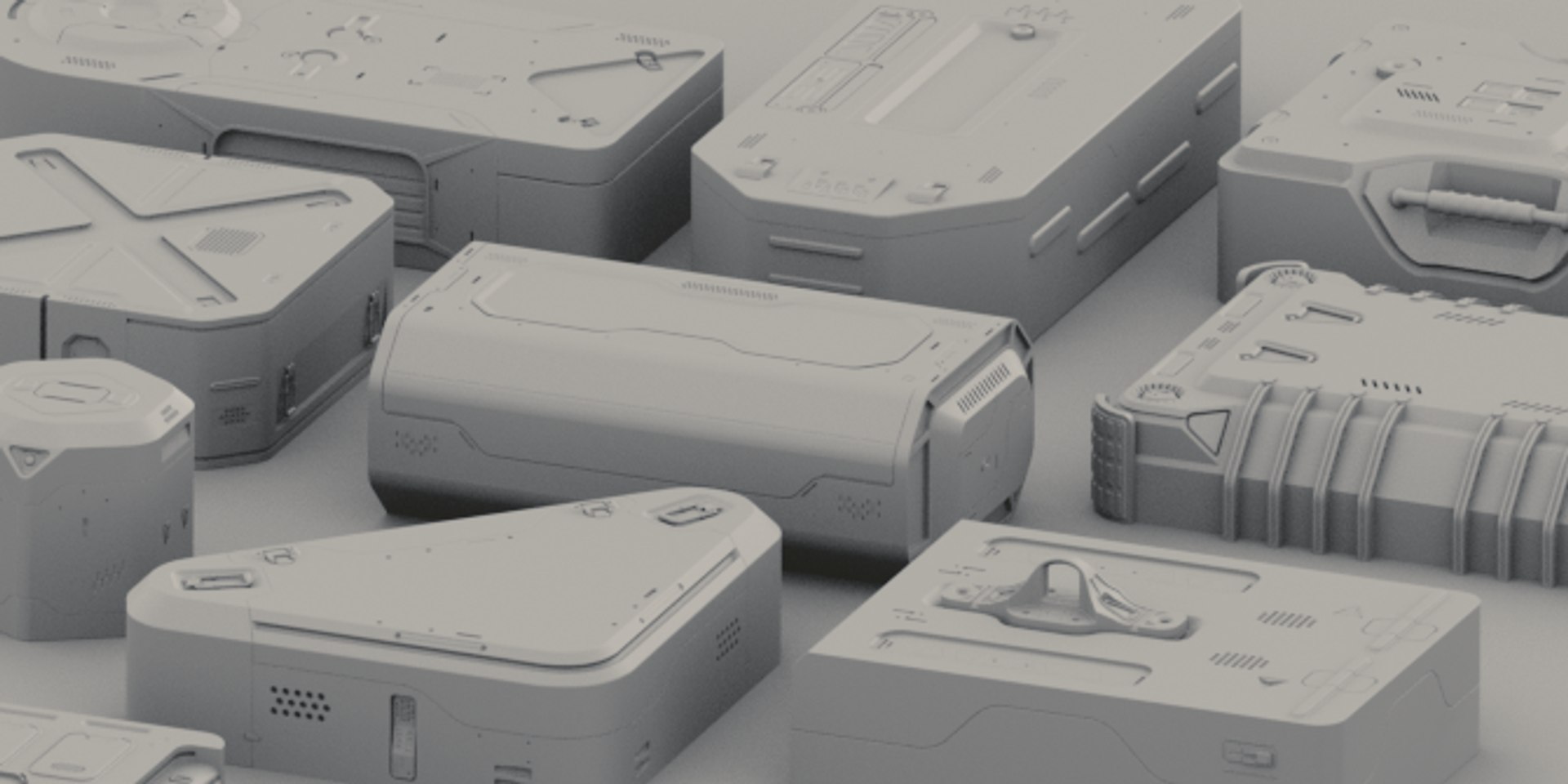 Sci-fi Boxes Futuristic 3d Model