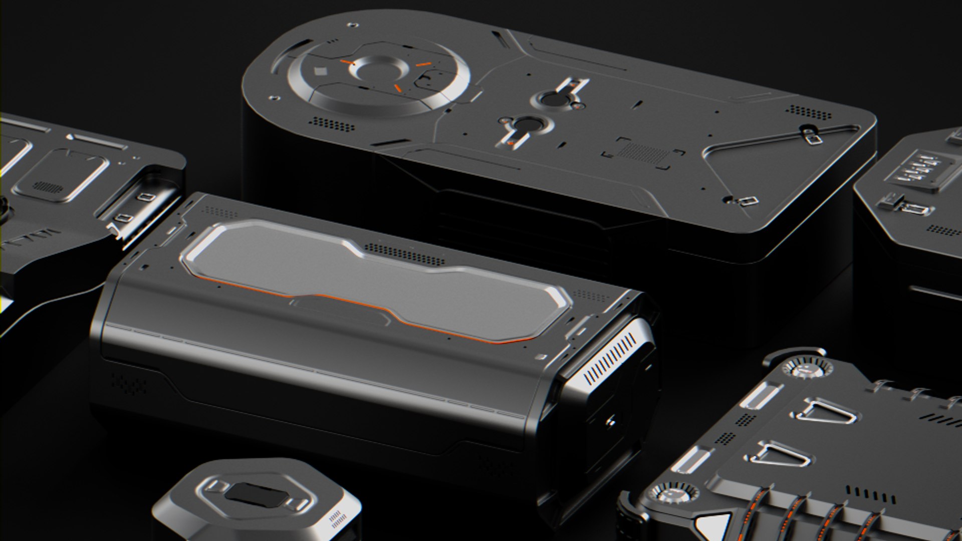 Sci-fi Boxes Futuristic 3d Model