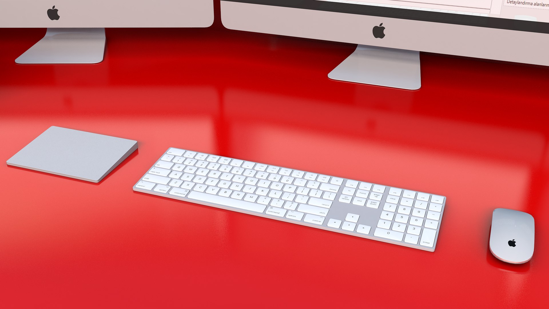 3D Office Workstation Desk - Red - TurboSquid 1921211
