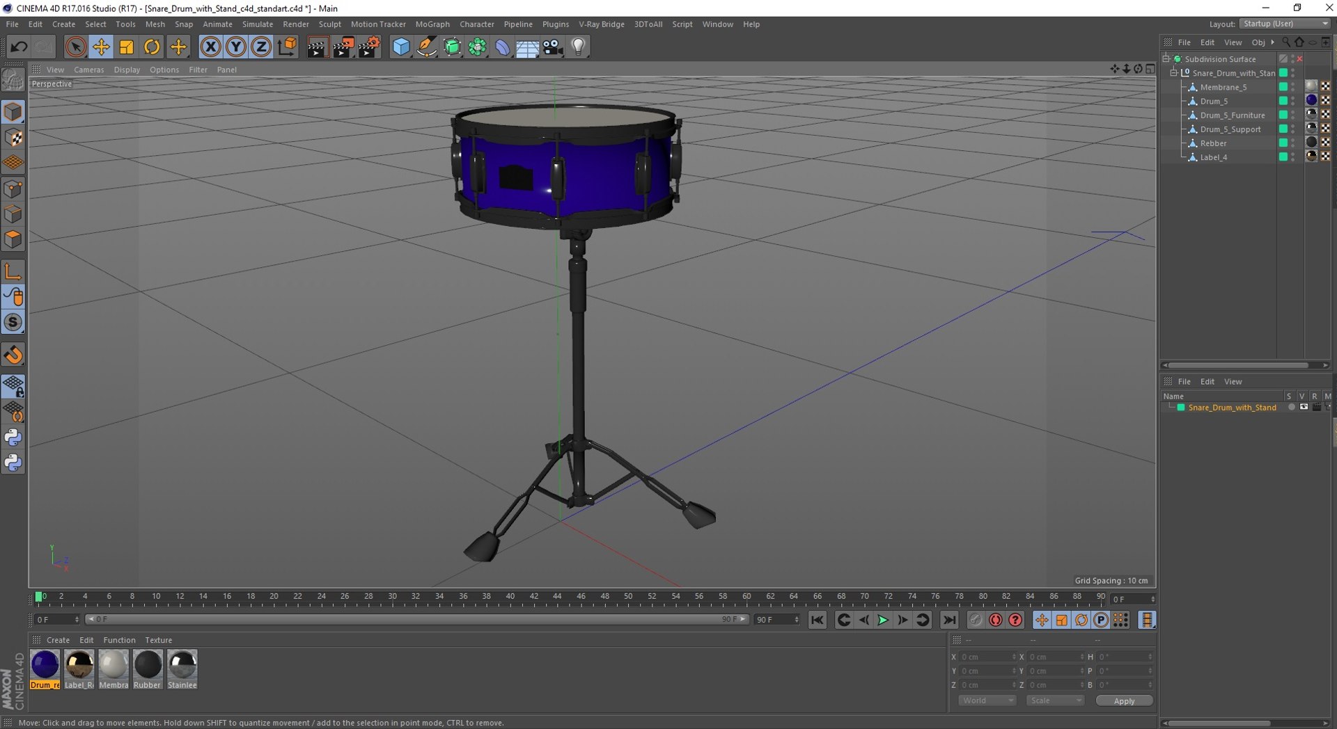 3D Model Snare Drum With Stand - TurboSquid 2172242