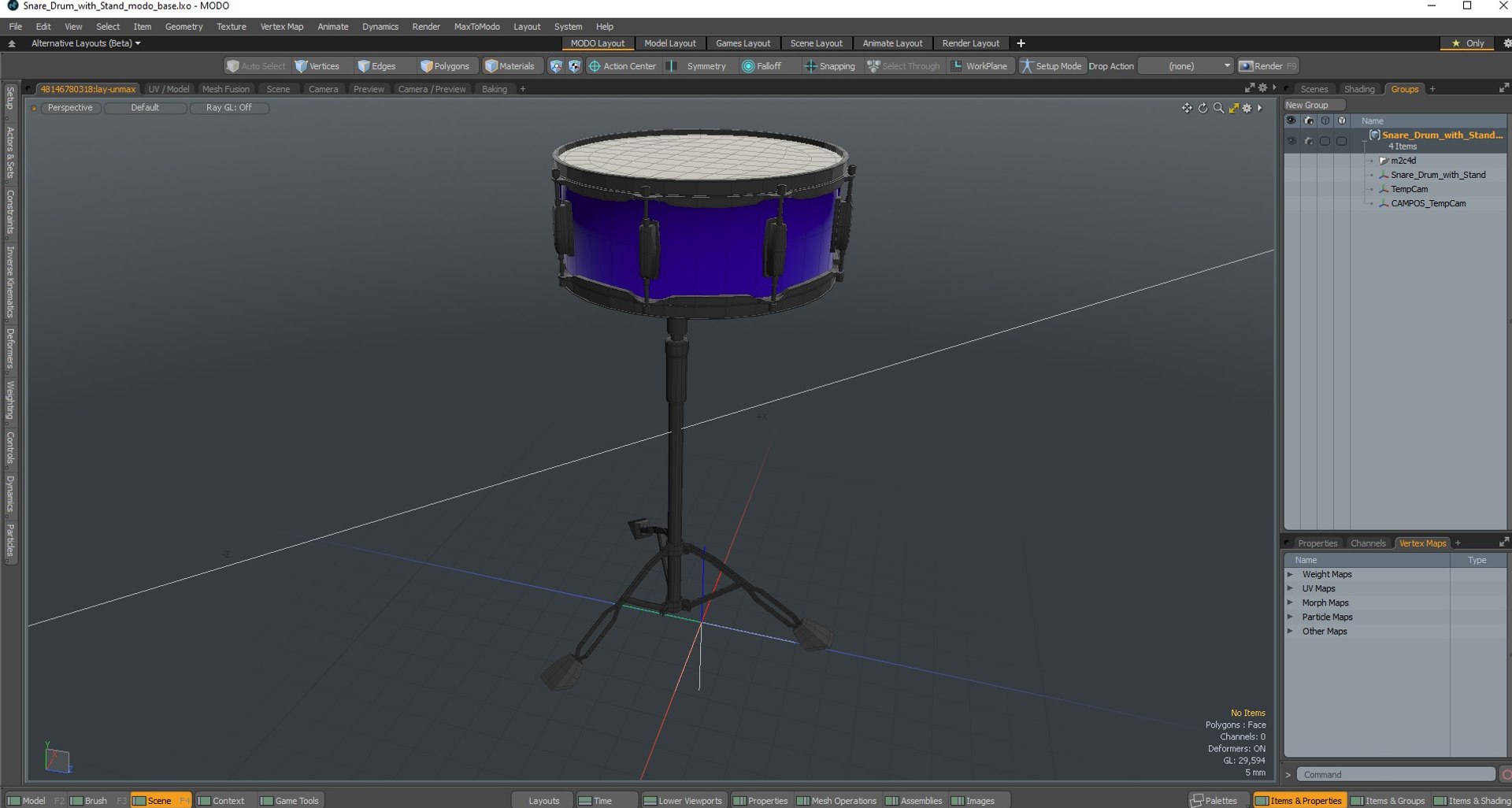 3D Model Snare Drum With Stand - TurboSquid 2172242