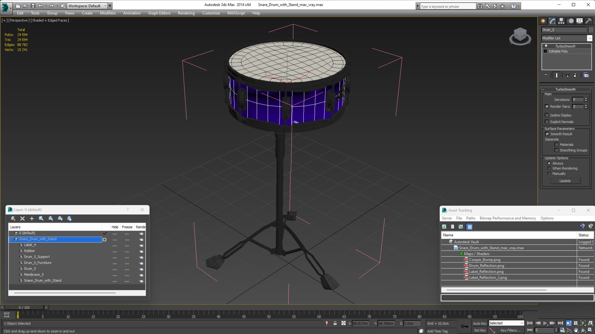 3D Model Snare Drum With Stand - TurboSquid 2172242