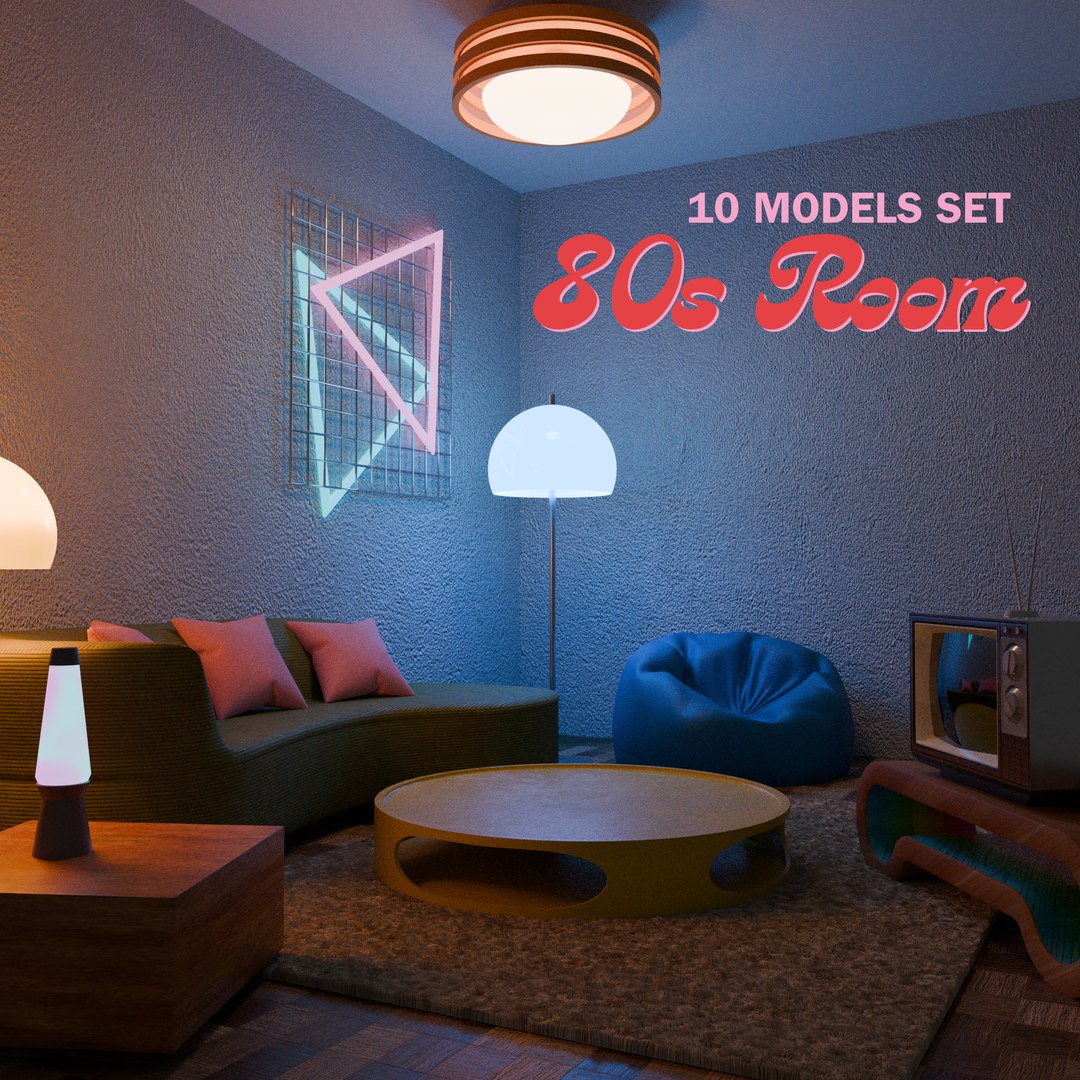 80s Vintage Room Set Model - TurboSquid 2214883