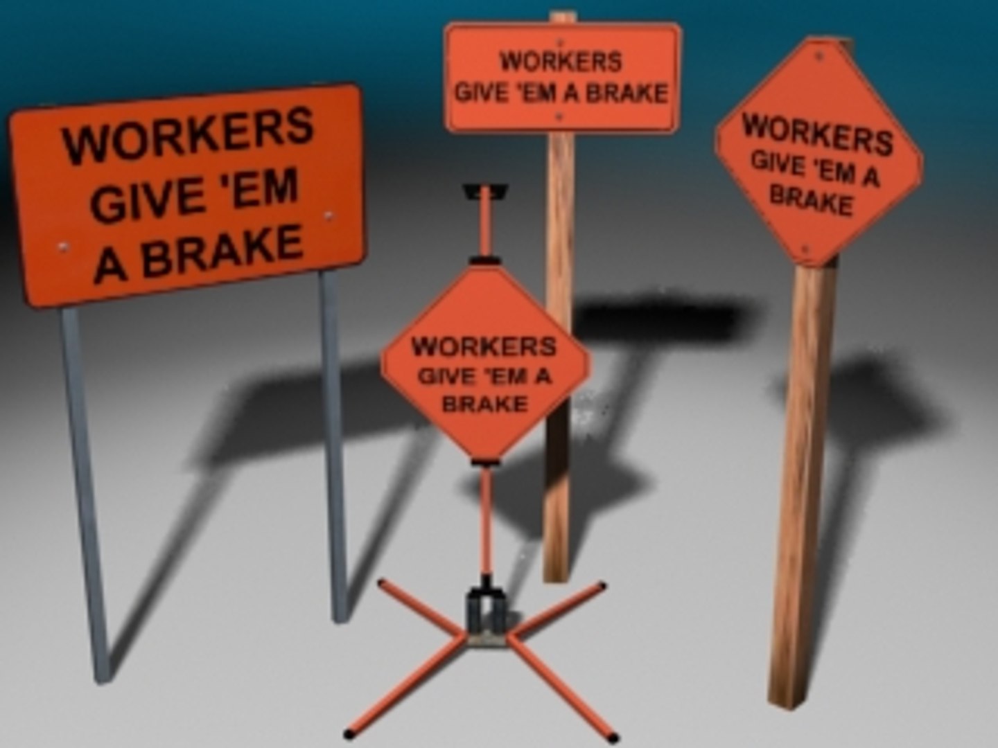 Construction Signs 3d Model