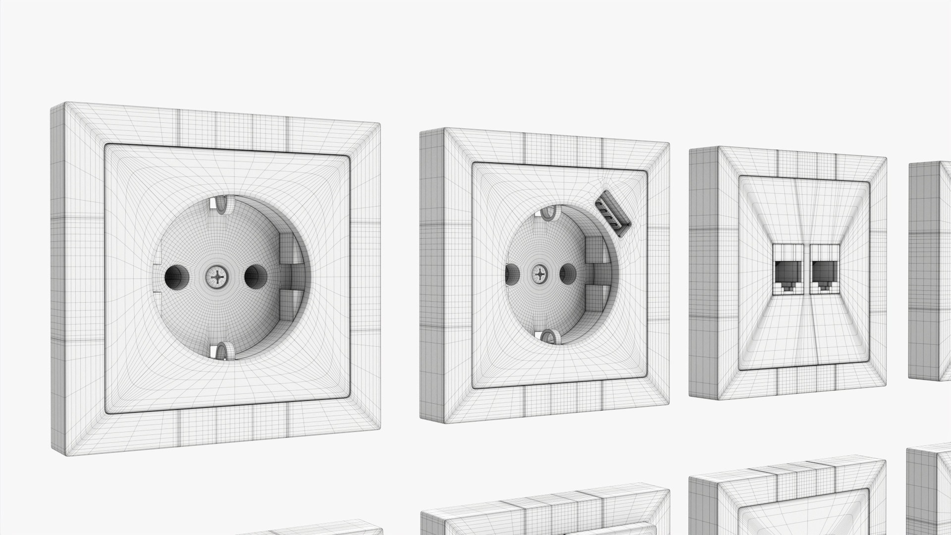 3D Outlet Frame Set EU US UK White - TurboSquid 1809458