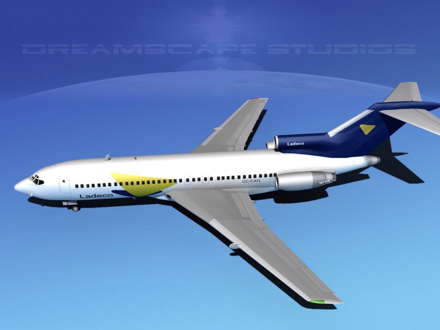 3d Model Airline Boeing 727 727-100