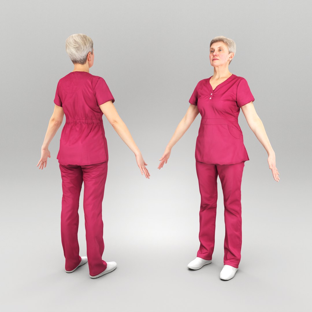 Nurse In Pink Uniform Ready For Animation 447 Model - TurboSquid 2190700