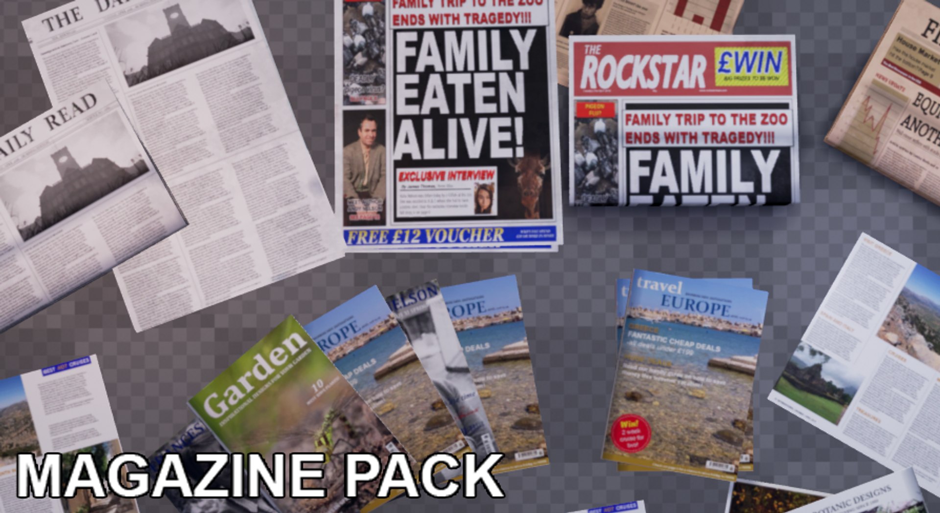 3d Magazines Newspapers Ready Pbr