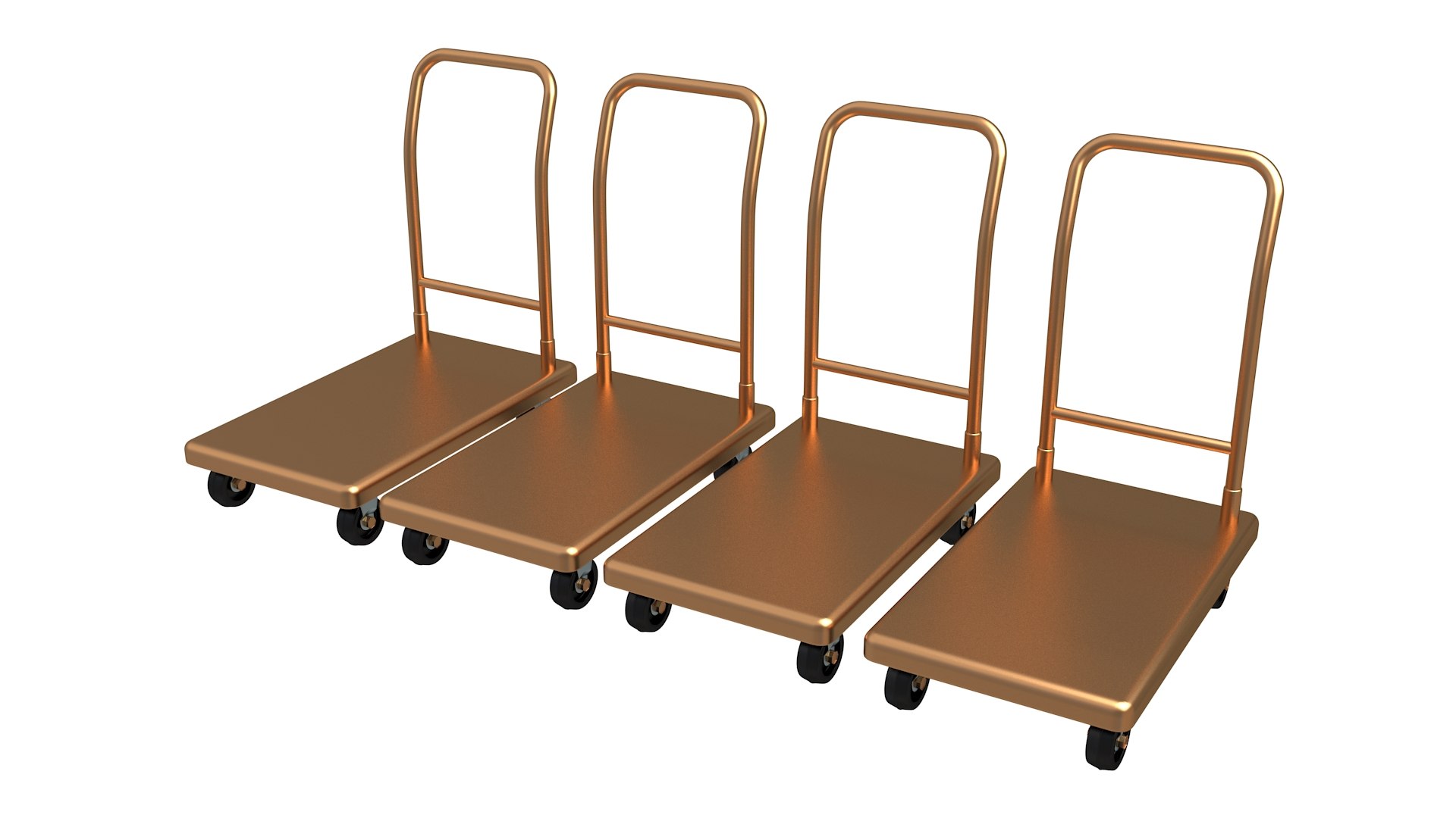 Flat Bed Self Assembly Copper Platform Trolley 3D - TurboSquid 2433219