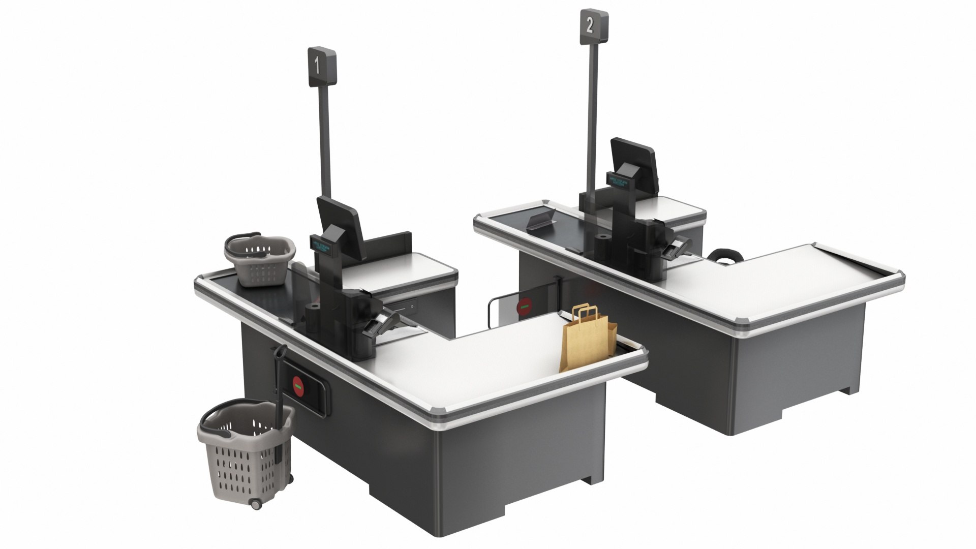 3D Checkout Lane And Self Checkout Collection - TurboSquid 2412994