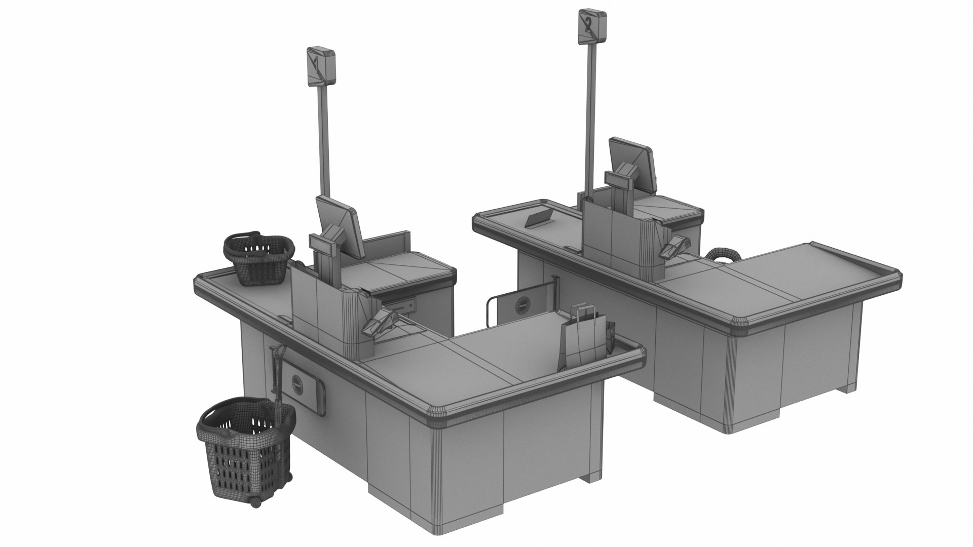 3D Checkout Lane And Self Checkout Collection - TurboSquid 2412994
