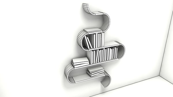 3d model set books shelf