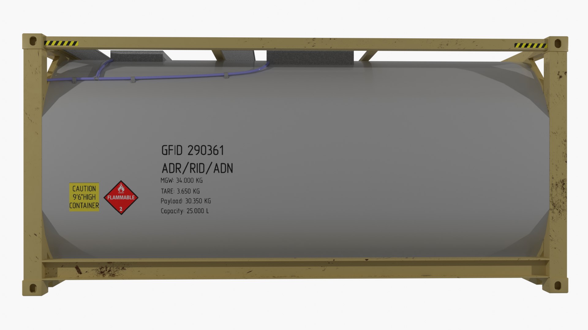 Oil Tank ISO Container 20ft 3D - TurboSquid 2017286