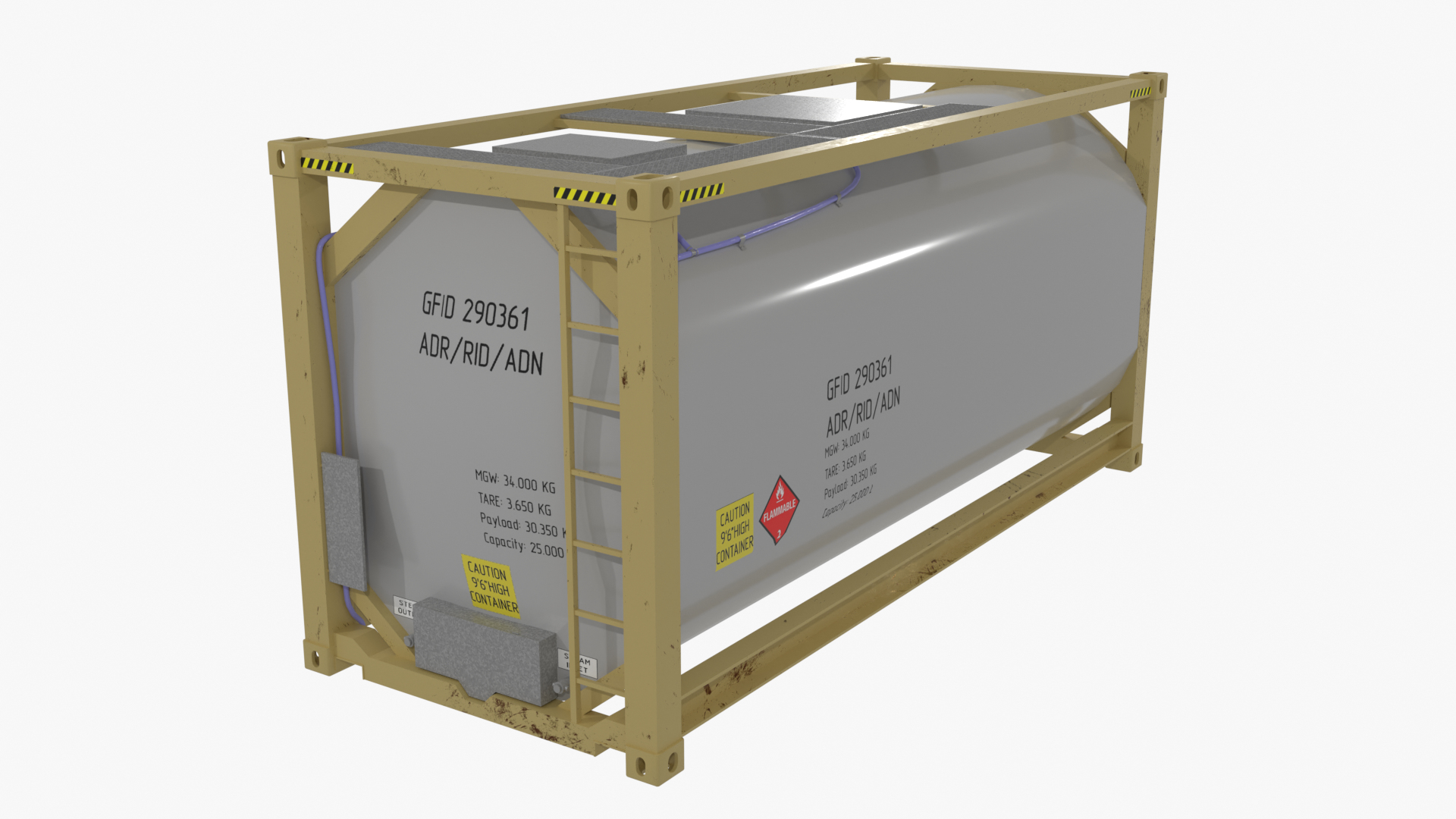 Oil Tank ISO Container 20ft 3D - TurboSquid 2017286