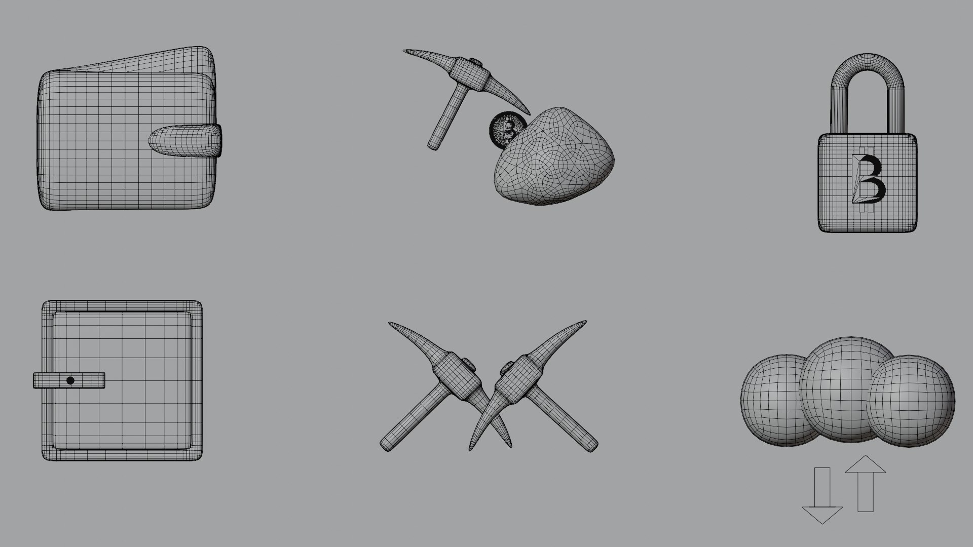 3D Set Of Crypto 3D Icon Pack Golden Theme 3D Model Model - TurboSquid ...