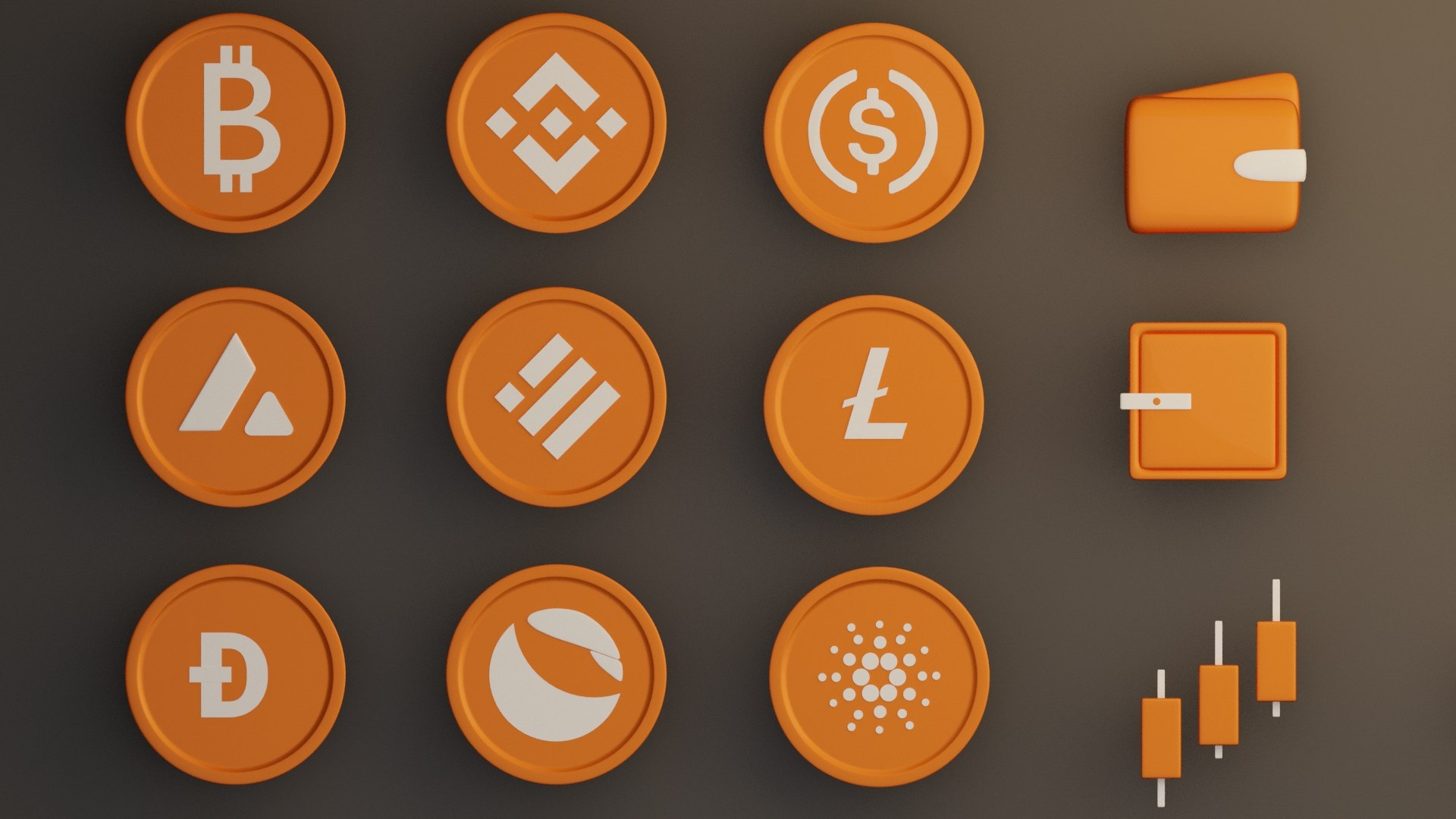 3D Set Of Crypto 3D Icon Pack Golden Theme 3D Model Model - TurboSquid 2058471