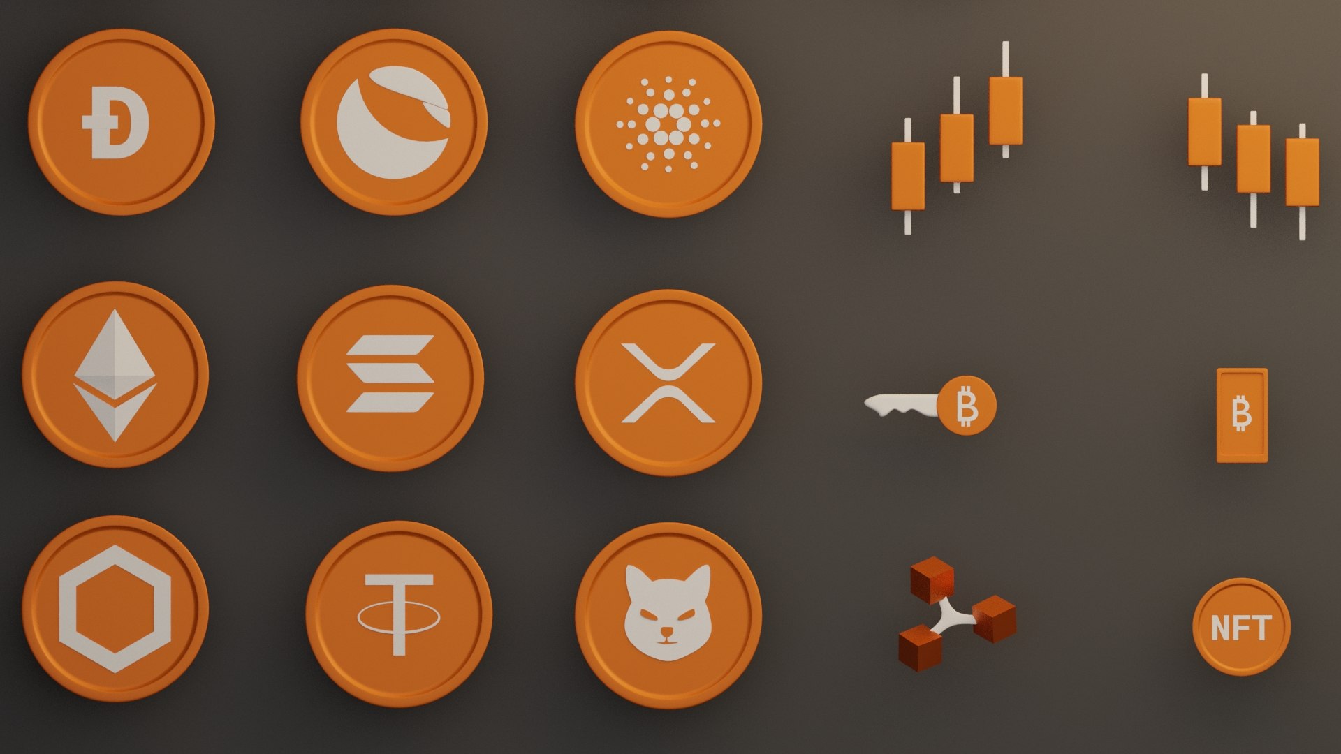3D Set Of Crypto 3D Icon Pack Golden Theme 3D Model Model - TurboSquid 2058471