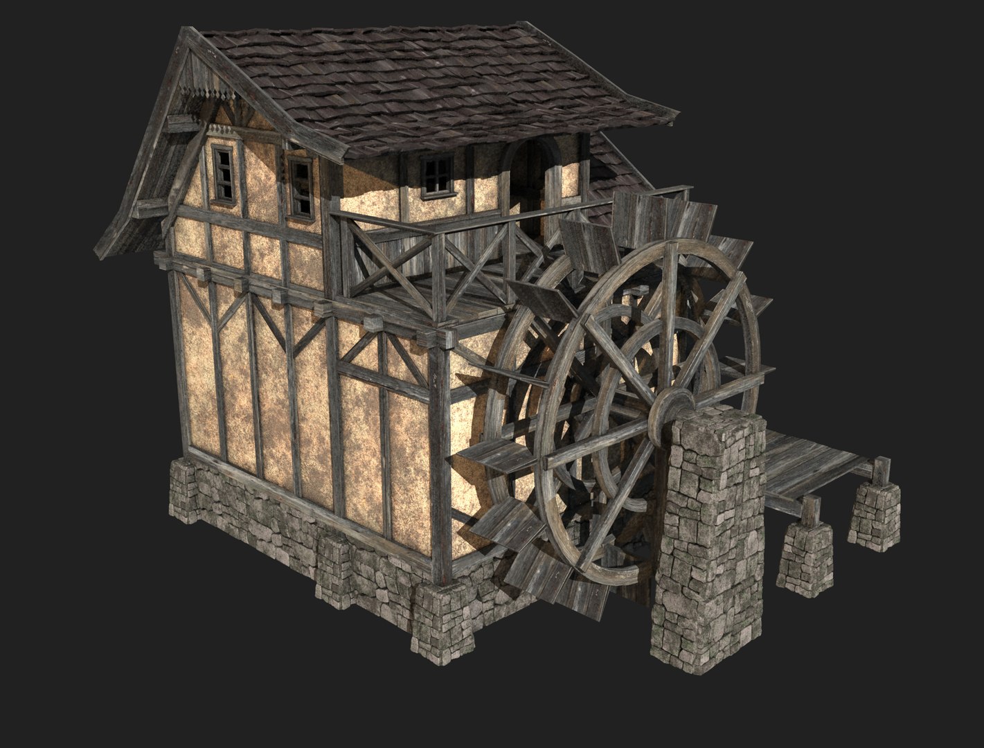 FANTASY WATERMILL MEDIEVAL BUILDING HOUSE HUT TOWN COLLECTION 3D Model ...
