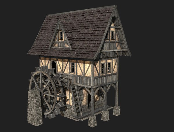 modelo 3d FANTASY WATERMILL MEDIEVAL BUILDING HOUSE HUT TOWN COLLECTION ...
