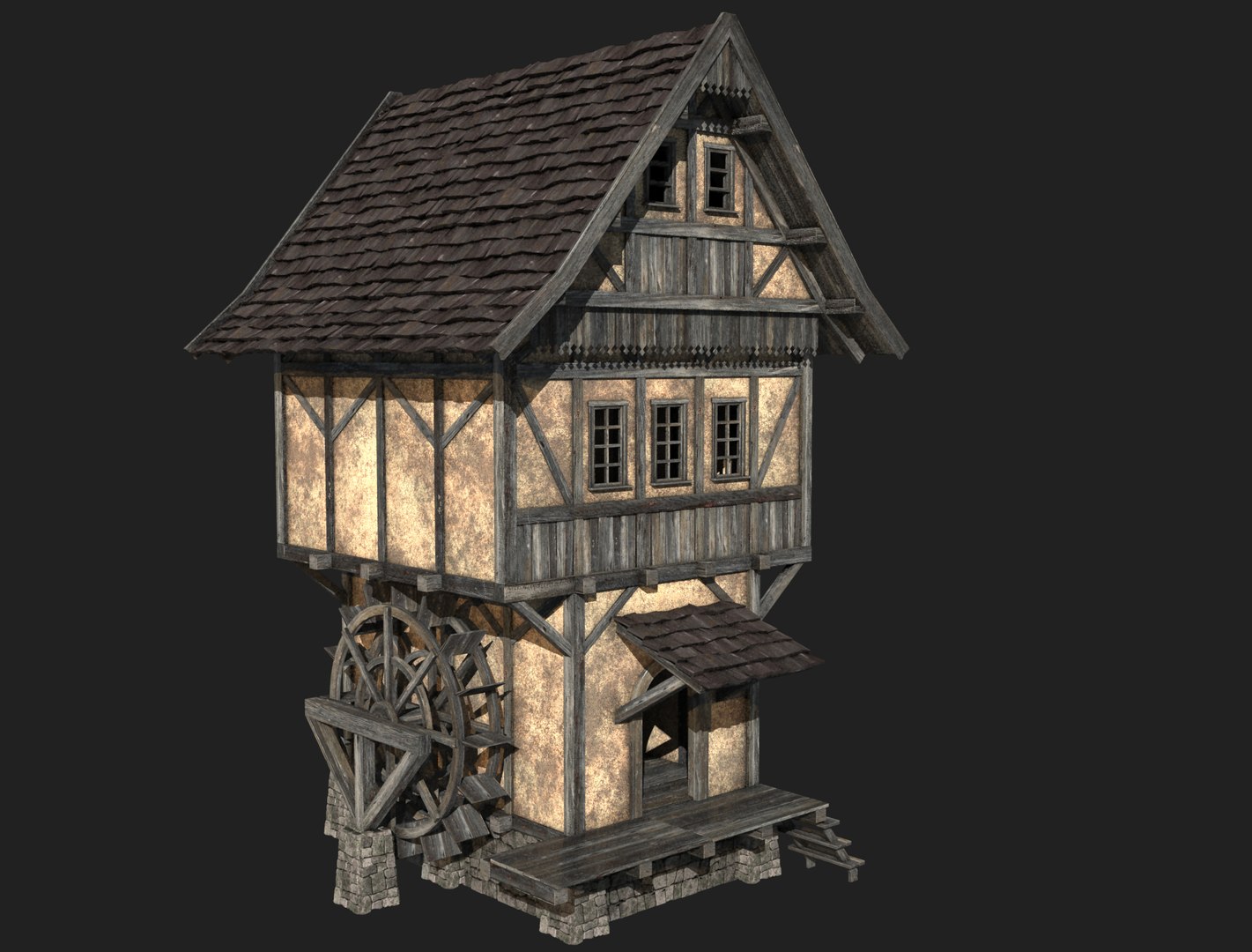 FANTASY WATERMILL MEDIEVAL BUILDING HOUSE HUT TOWN COLLECTION 3D Model ...