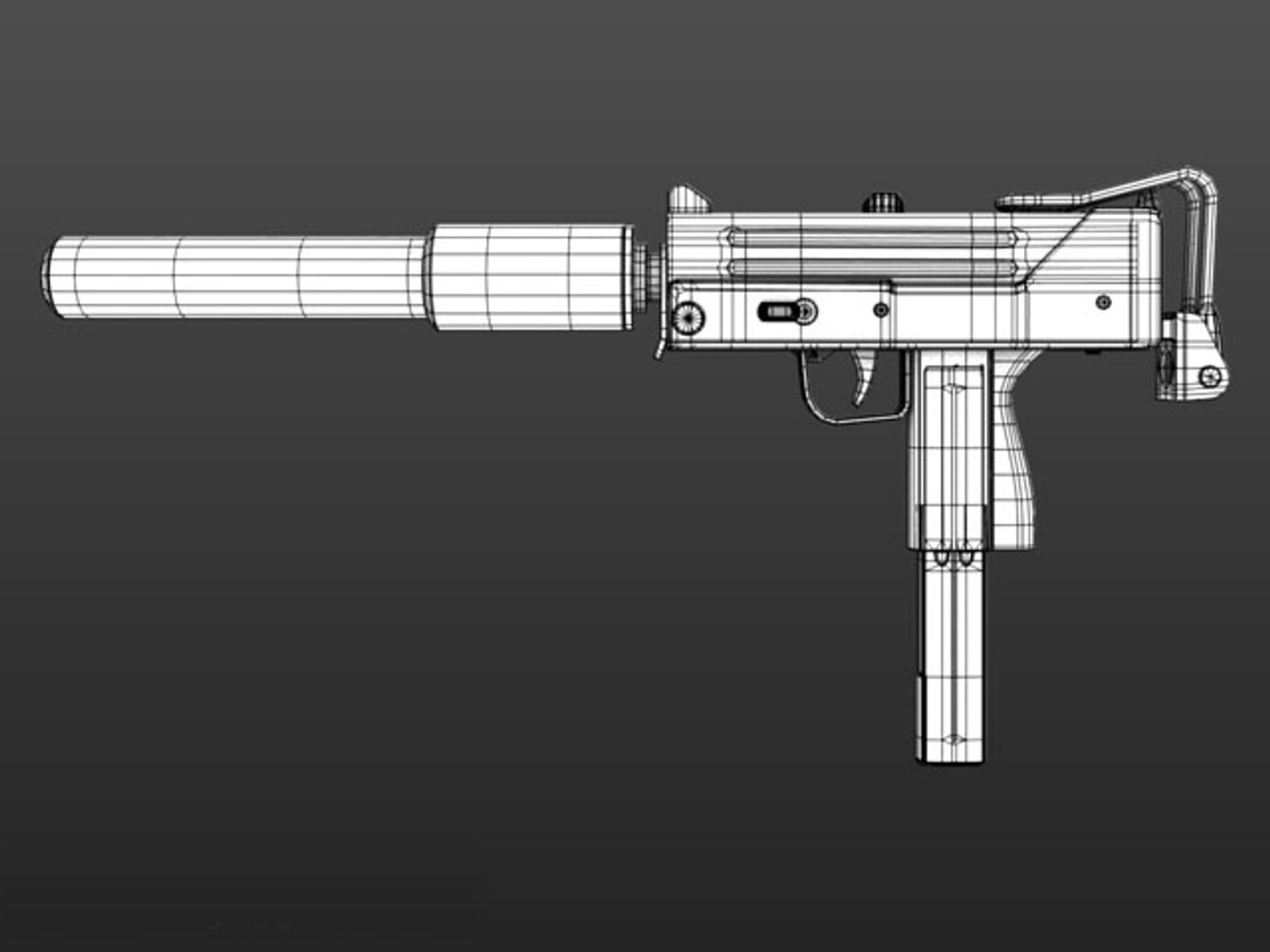 3ds Max Submachine Gun Ingram Mac