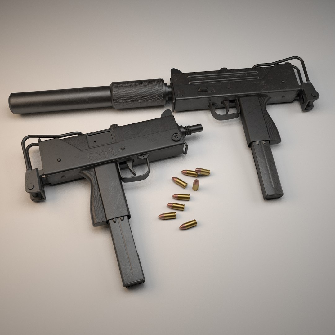 3ds Max Submachine Gun Ingram Mac