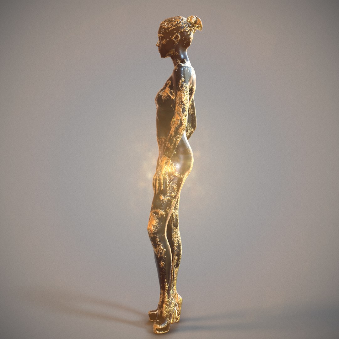 4 Statues Girls Gold Model | 1148360 | TurboSquid