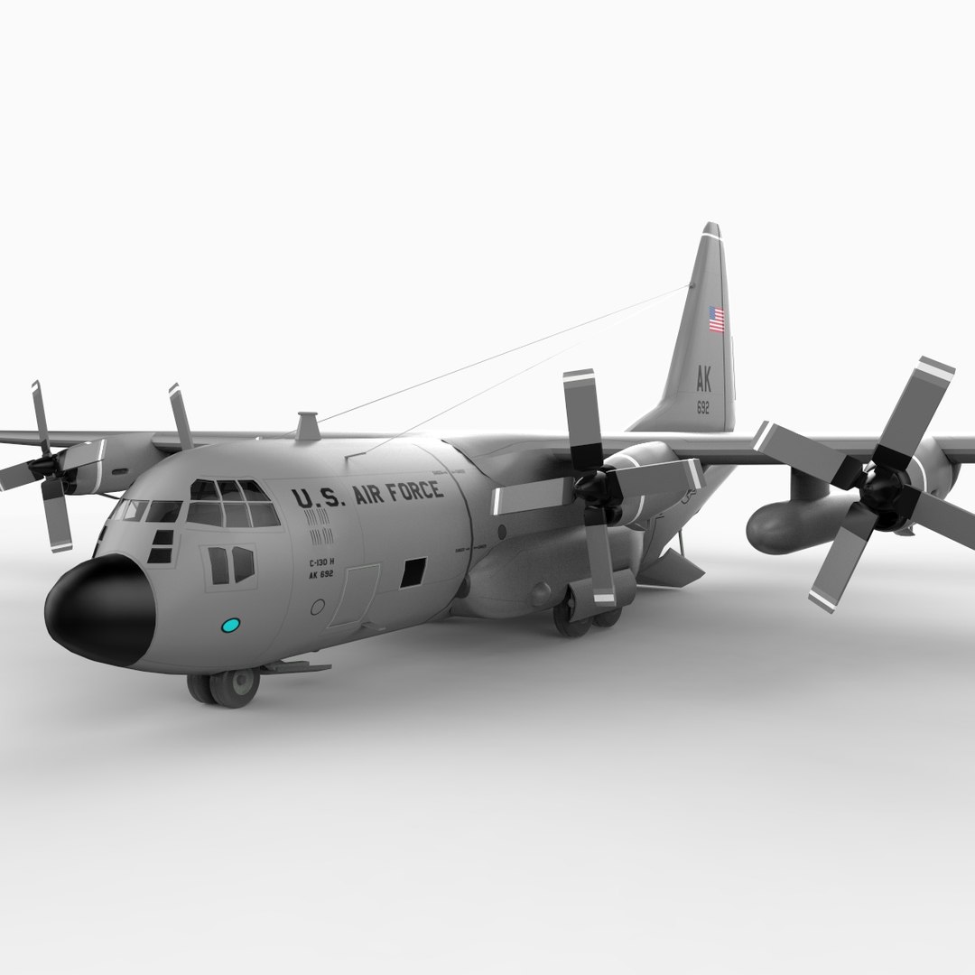 3d Model Pre-rigged C-130 Hercules Craft