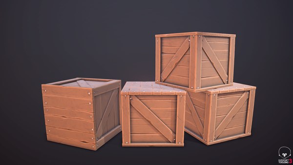3D wood box stylized - TurboSquid 1366357