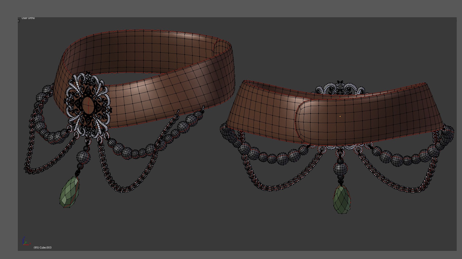 3D Model Collar Accessory W Brooch - TurboSquid 1800437