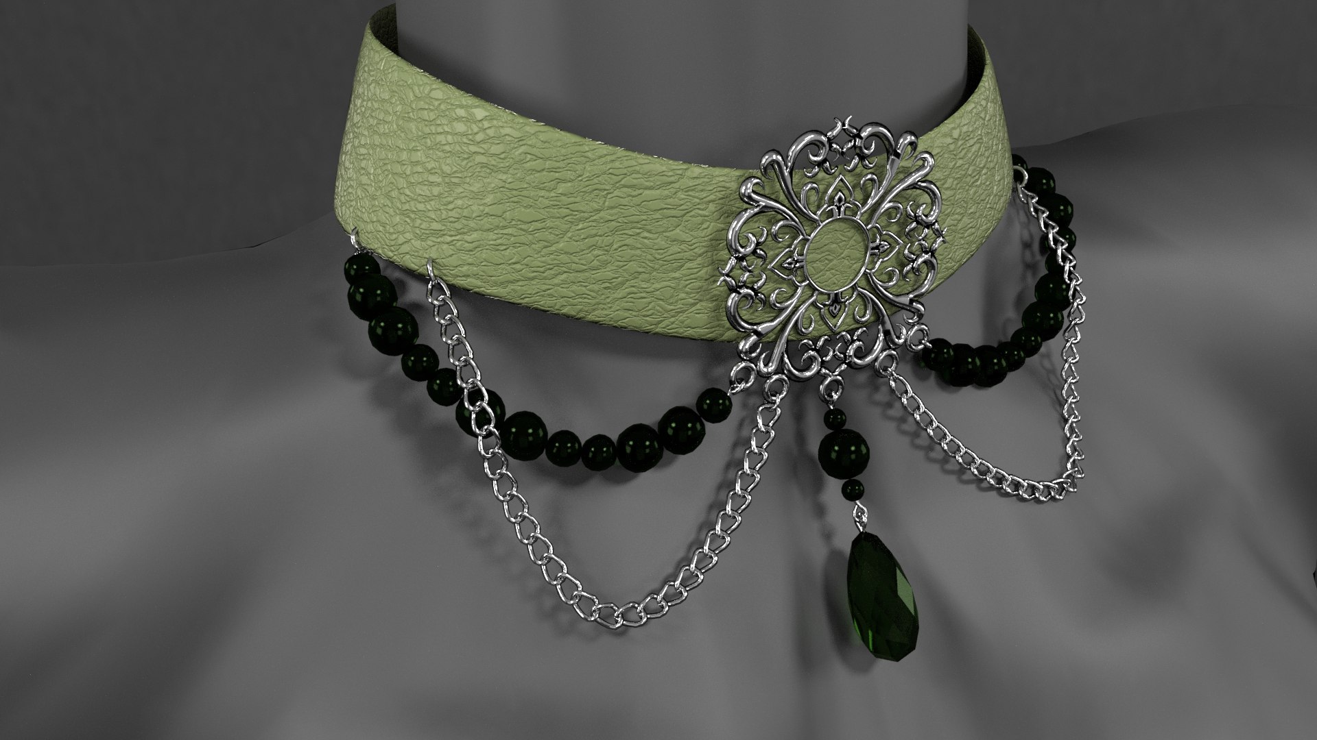 3D Model Collar Accessory W Brooch - TurboSquid 1800437