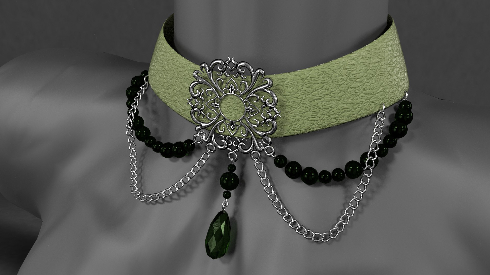 3D Model Collar Accessory W Brooch - TurboSquid 1800437