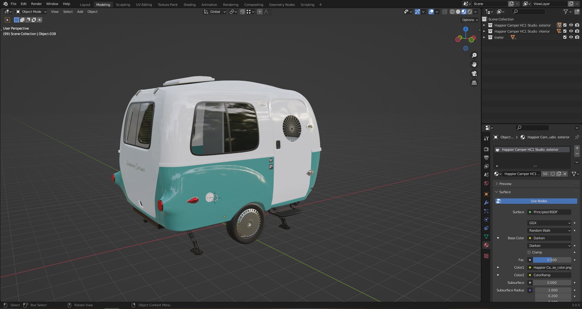 3D Happier Camper HC1 Studio Topanga Turquoise Complect Model ...