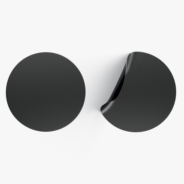 modelo 3d Two Black Round Stickers - smooth and curved sticky labels ...