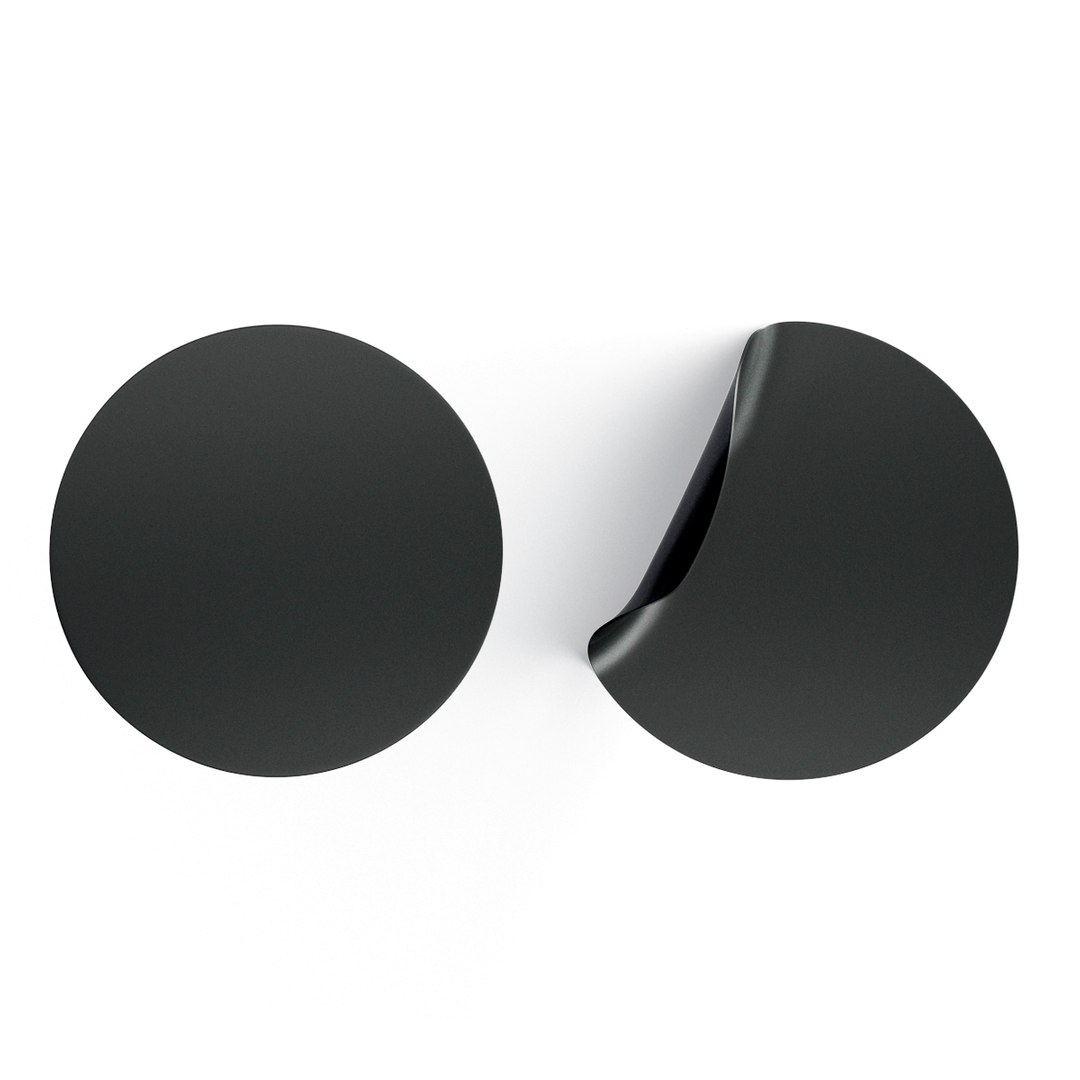 Two Black Round Stickers - Smooth And Curved Sticky Labels 3D ...