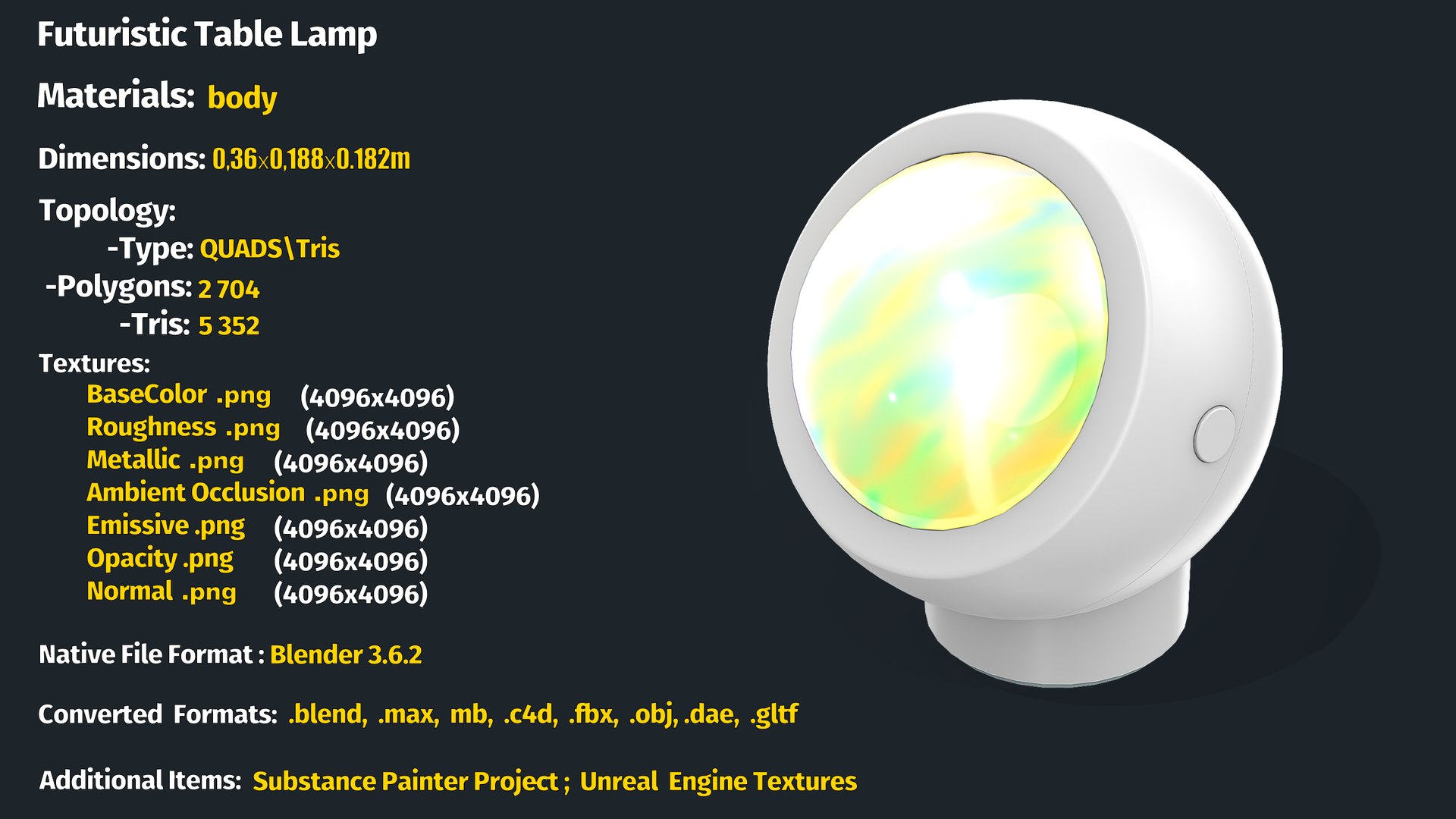 Futuristic Table Lamp 3D - TurboSquid 2133044